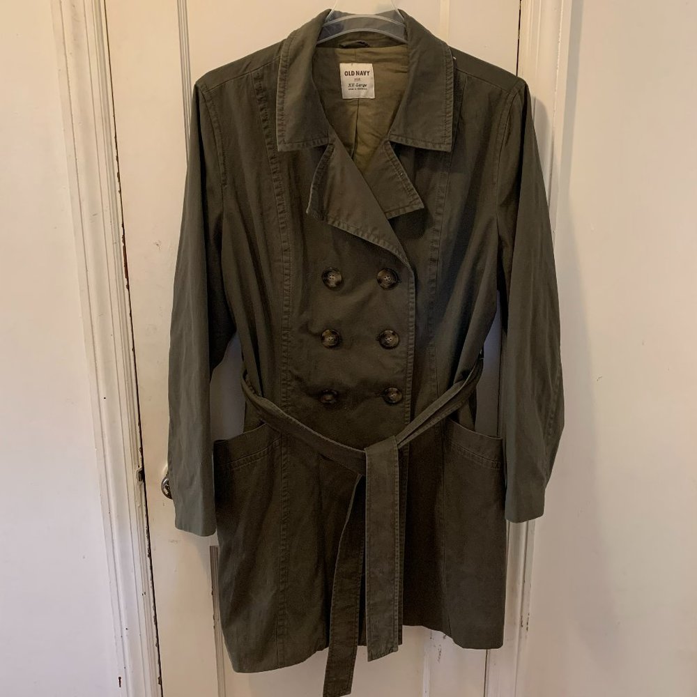Old Navy Army Green Belted Pea Coat Size Xxl Euc - Gem